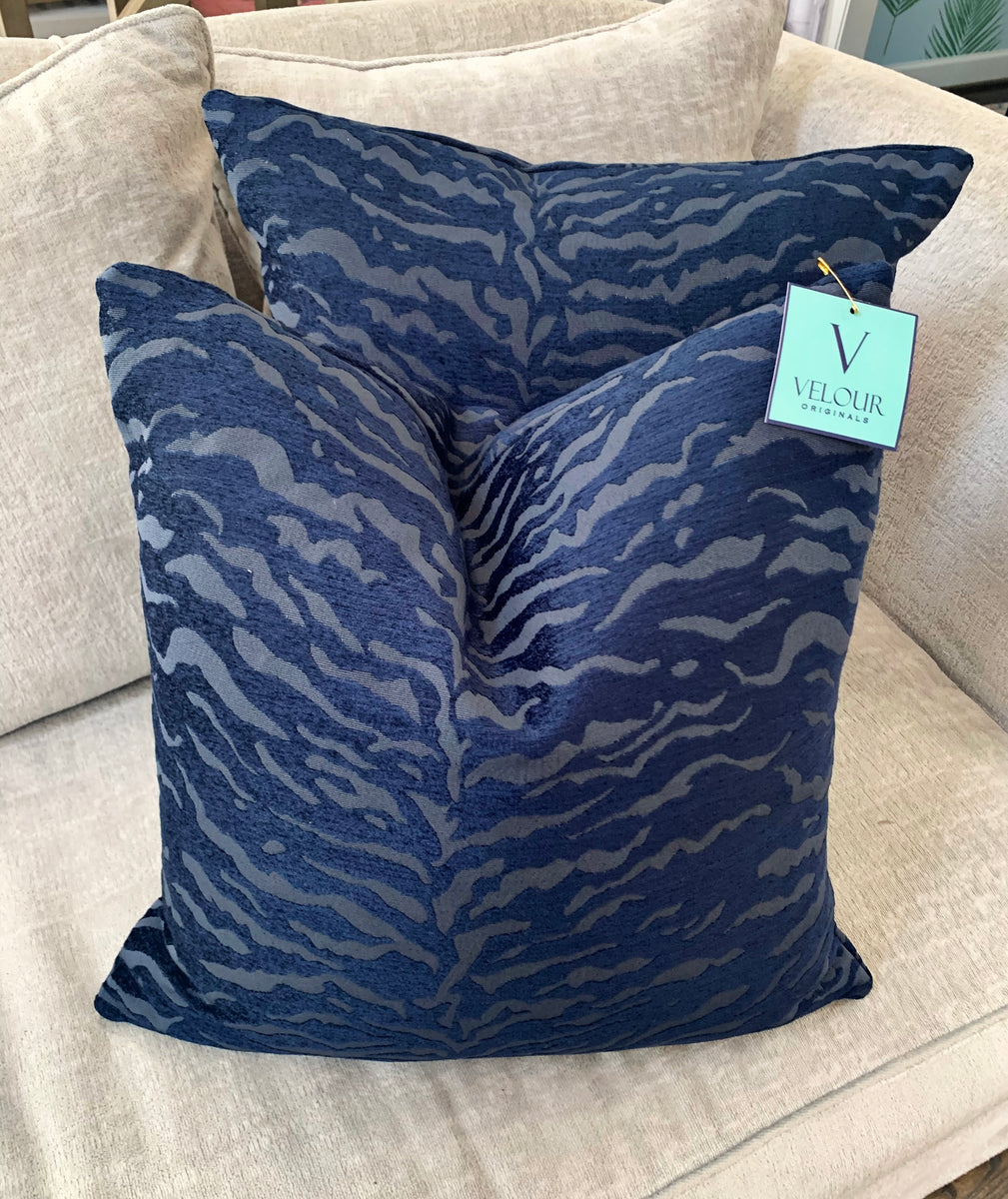 Indigo Blue Velvet Zebra Pillows – Velour Originals